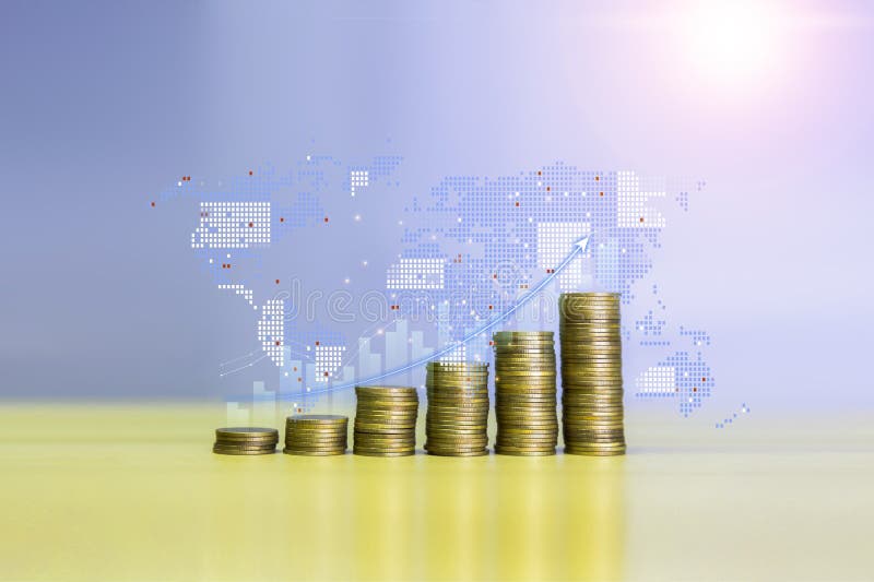 Coins are Laid Out in Graph. Stack of the Golden Coin with a Funding ... Coins are Laid Out in Graph. Stack of the Golden Coin with a Funding ...