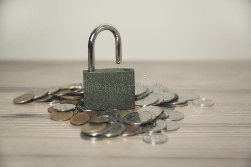 With Coins on Lock and Key. Stock Photo - Image of exchange, union ...