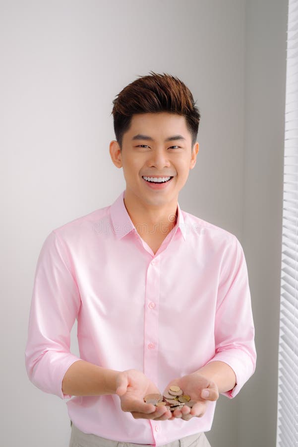 Coins in Male Hands. Saving Money Concept Stock Photo - Image of cash ...