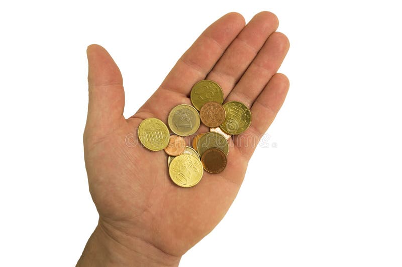 Coins on hand stock photo. Image of deposit, businessman - 36821784
