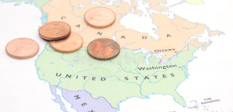 Coins on map American stock image. Image of exchange - 139606029