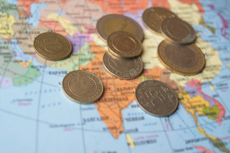 Coins on the map stock image. Image of credit, euro, investment - 55511209
