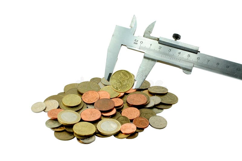 Coins and measuring tool stock image. Image of coin, monetary - 5719549