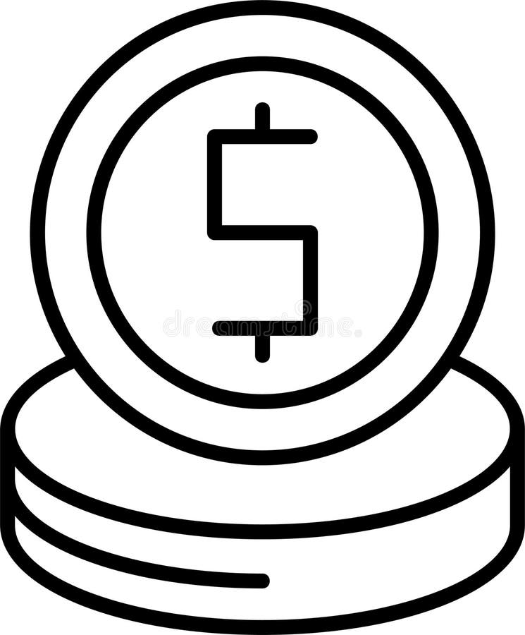 Coins Outline Vector Icon stock vector. Illustration of digital - 388829895