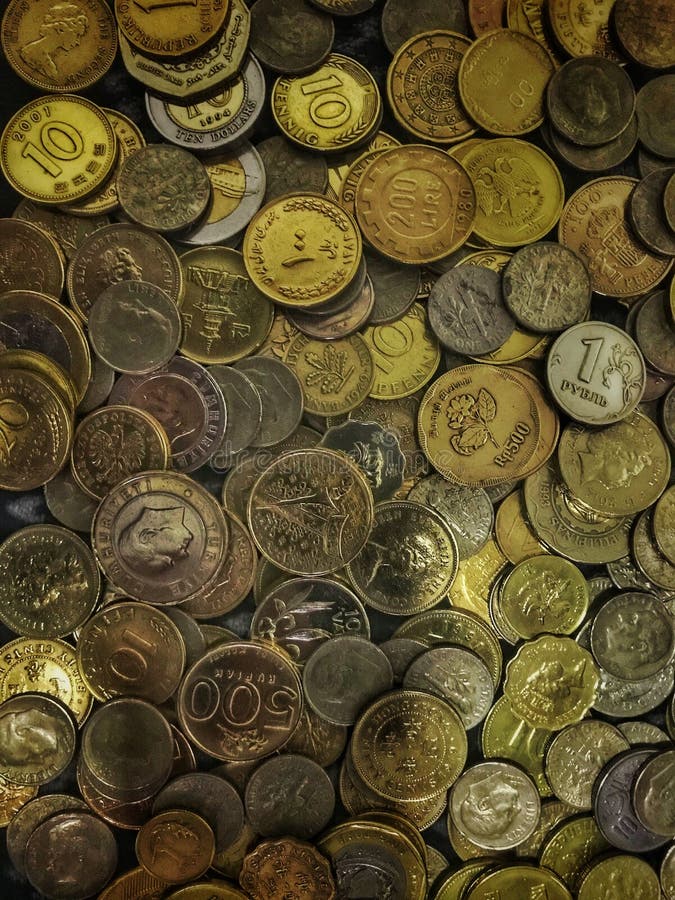 Coins from All Over the World. Stock Photo - Image of financial ...