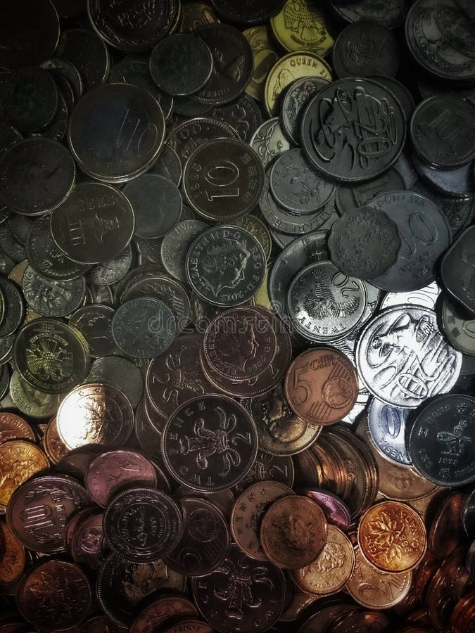 Coins from All Over the World. Stock Photo - Image of business, group ...