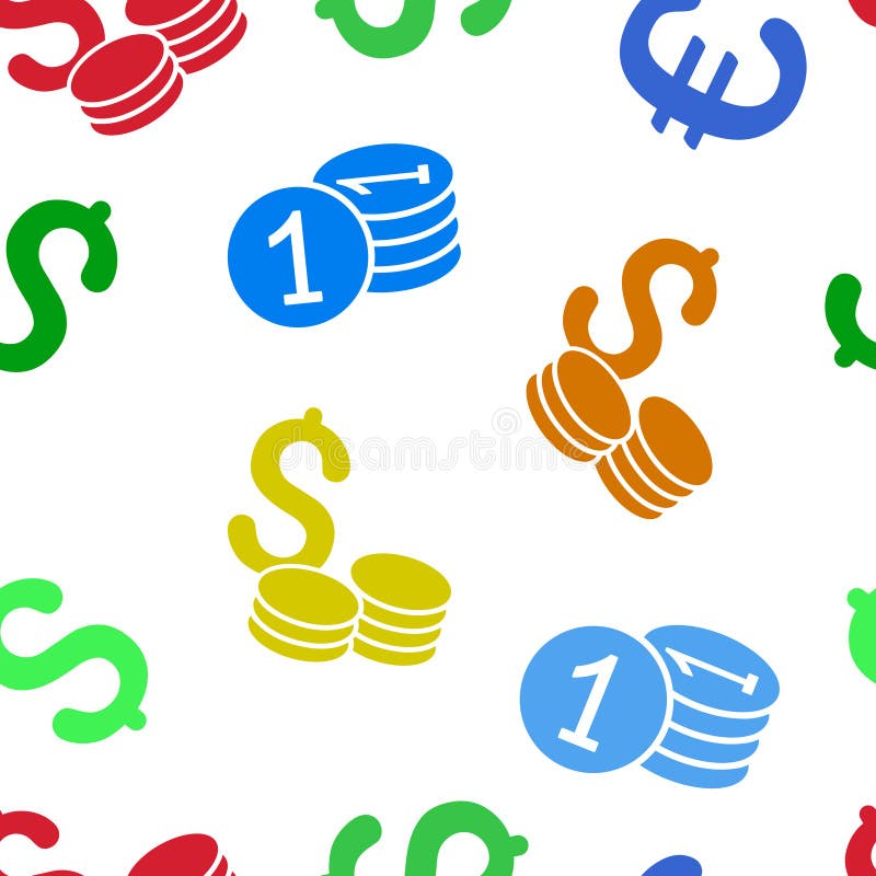 Coins Money Flat Vector Seamless Pattern Stock Vector - Illustration of ...