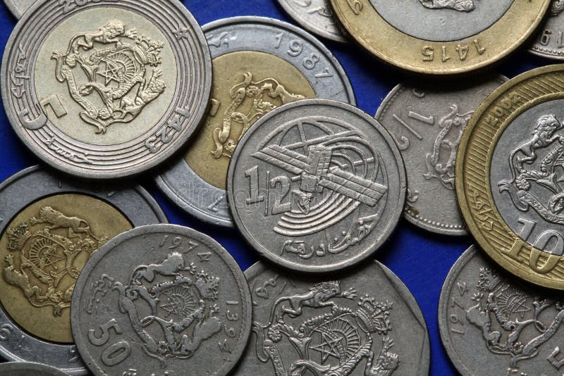 Moroccan Coins Isolated on White Stock Photo - Image of modern ...