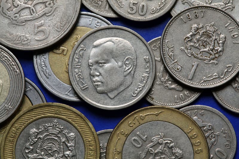 Moroccan Coins Isolated on White Stock Image - Image of arms, financial ...