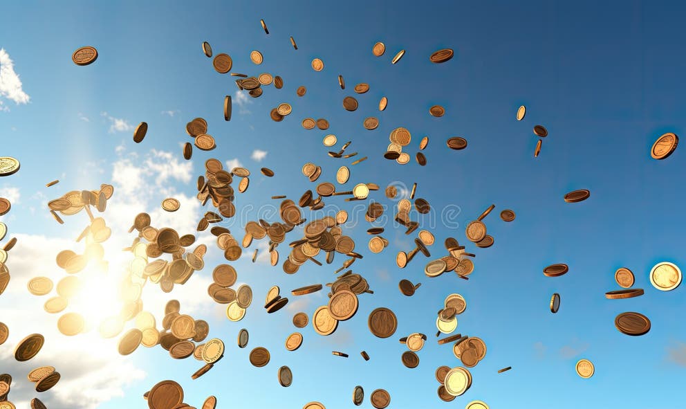 Coins in motion stock illustration. Illustration of value - 294363233