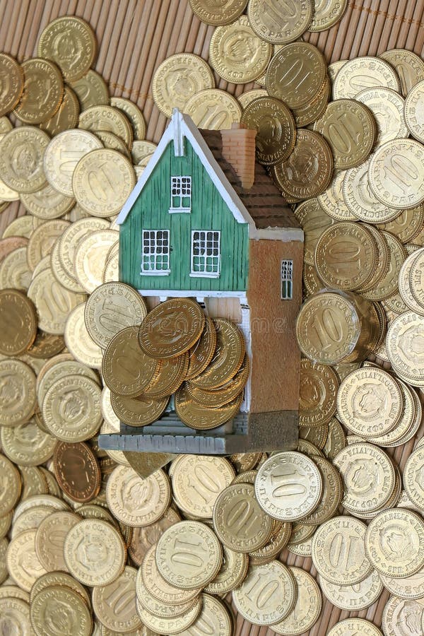 Coins over house stock image. Image of coins, property - 78308941