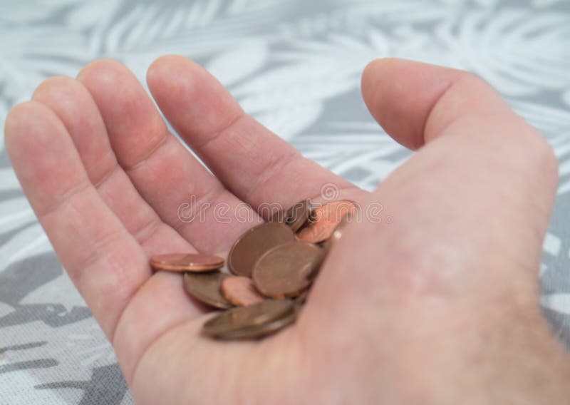 Coins in the Palm of the Hand Stock Image - Image of profit, earning ...