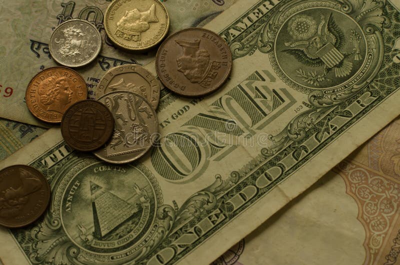 Coins and paper money stock photo. Image of bill, commercial - 55446968
