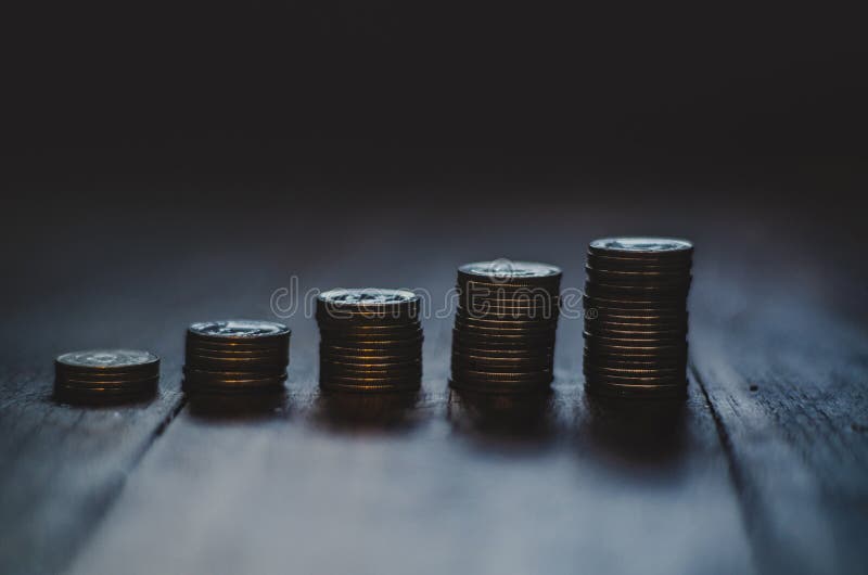 Coins placed in rows stock image. Image of arranged - 145224841