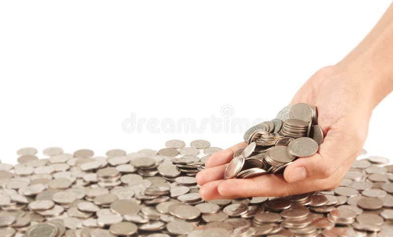 Coins Placed on Top. while Hand Pouring Coins Stock Image - Image of ...