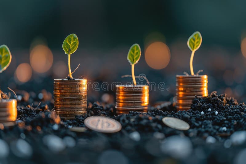 Coins with Plant Growth stock photo. Image of investment - 374186120