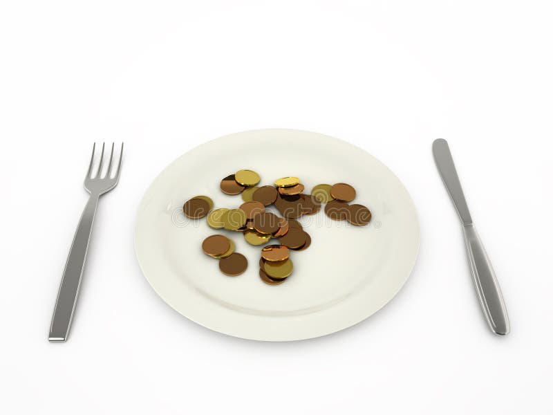 Coins in a plate stock image. Image of adult, coins, food - 28059759