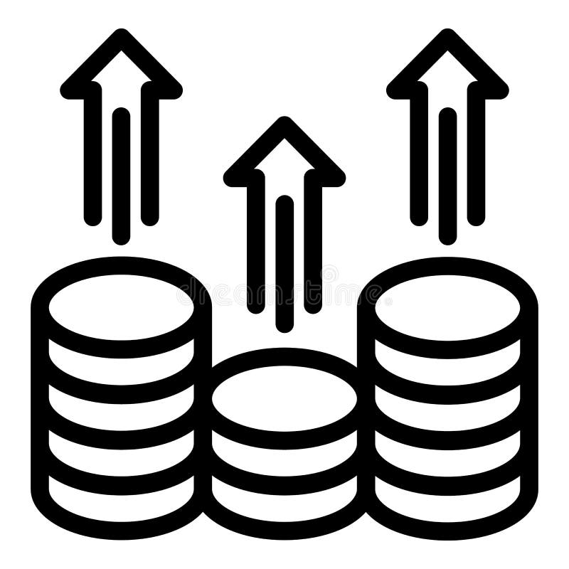 Coins Raise Icon, Outline Style Stock Vector - Illustration of ...