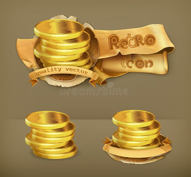 Coins retro vector icons stock vector. Illustration of cash - 57417366
