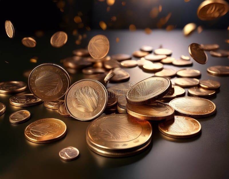 Coins Rolling on a Smooth Surface Captured Mid-motion, Symbolizing ...