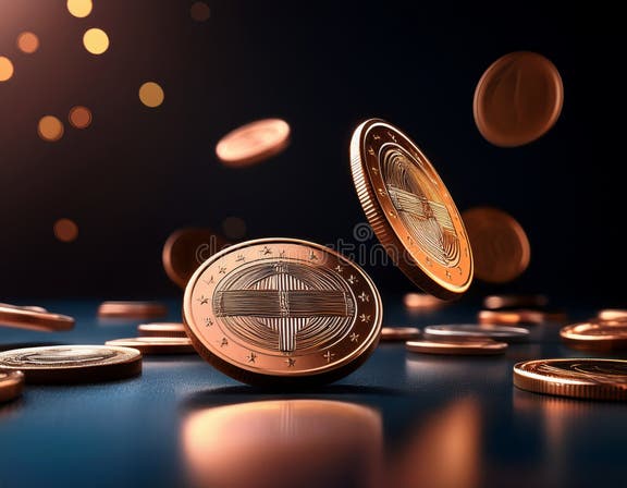 Coins Rolling on a Smooth Surface Captured Mid-motion, Symbolizing ...