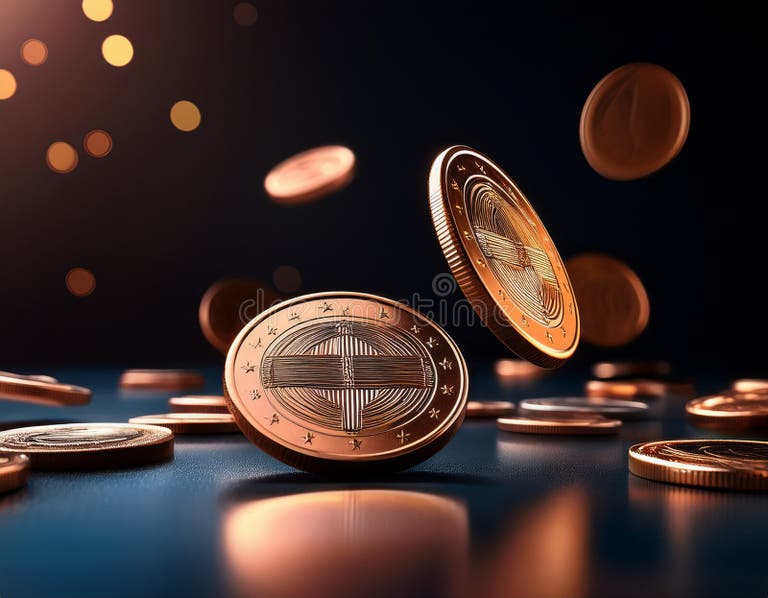 Coins Rolling on a Smooth Surface Captured Mid-motion, Symbolizing ...