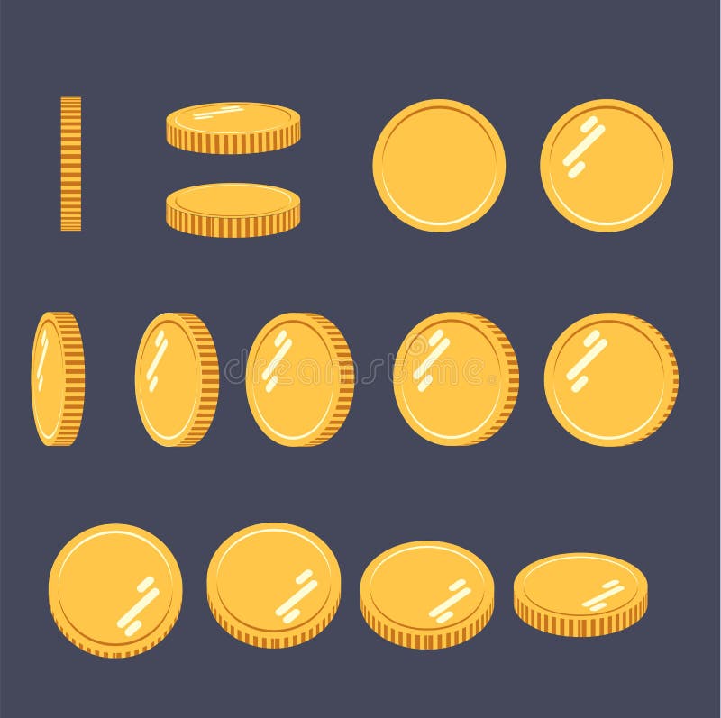 Set of Coin Sprites Illustration for Animation Frames. Use in Game ...