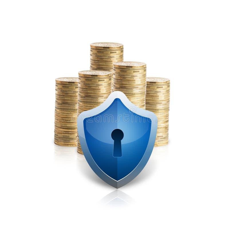 Coins and a Shield with a Castle Stock Image - Image of macro, euro ...