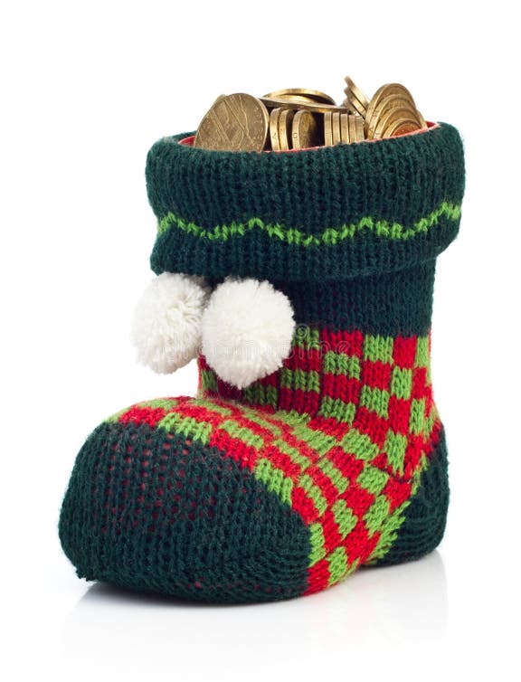 Coins in a sock stock image. Image of isolated, accounts - 18475349