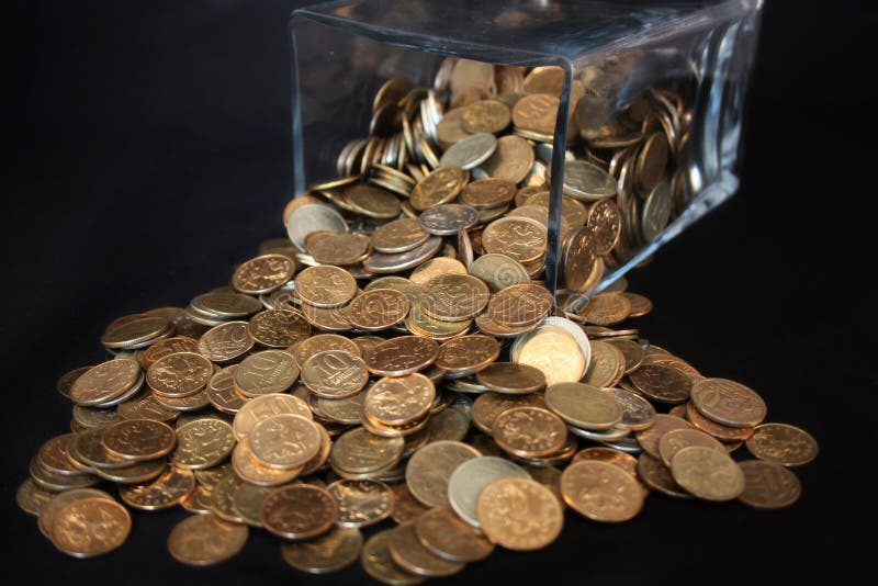 Coins-spill stock image. Image of tipped, money, splayed - 328321