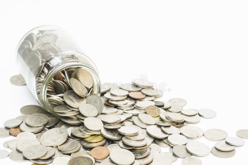 Coins Spilling Out of Money Box Stock Photo - Image of deposit, pile ...