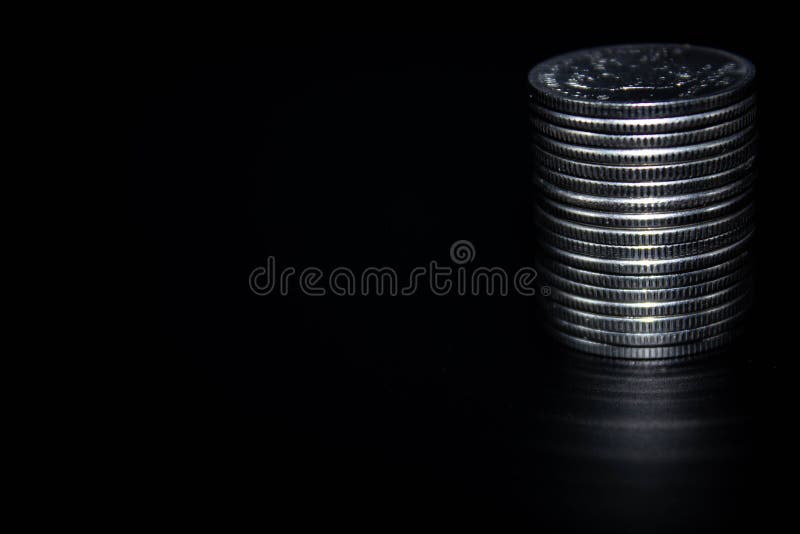 Coins On A Black Background Stock Image - Image of british, black ...