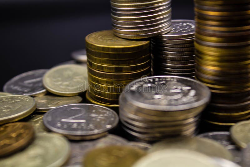 Coins Stack on Black Background in Concept Wall and Strong Moneycoins ...