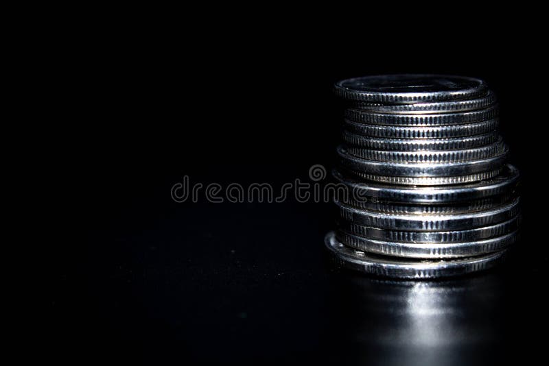 Coins On A Black Background Stock Image - Image of finance, background ...