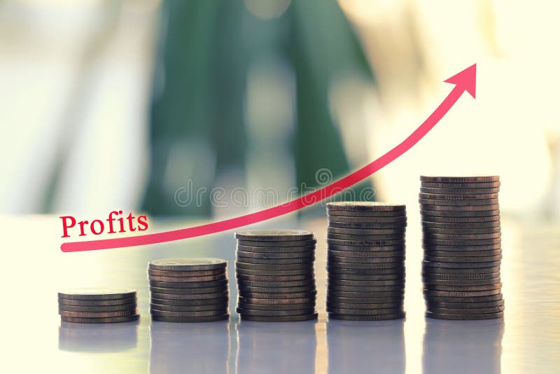 Coins Stack in Business Graph Idea on White Table and Have Red a Stock ...