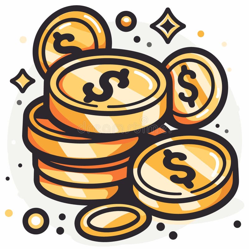 Coins Stack Flat Line Icon. Money, Finance and Banking. Vector ...