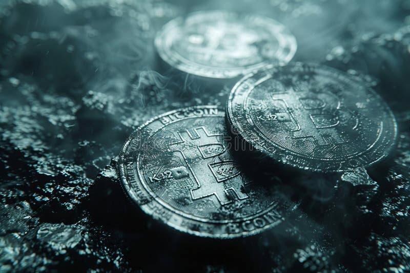 Coins Stack on Ground in Monochrome Macro Photography Stock Photo ...