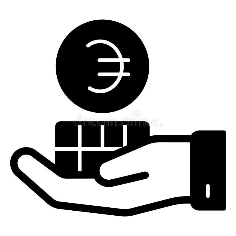 Coins Stack on Hand Solid Icon, Finance Concept. Vector Graphics Stock ...