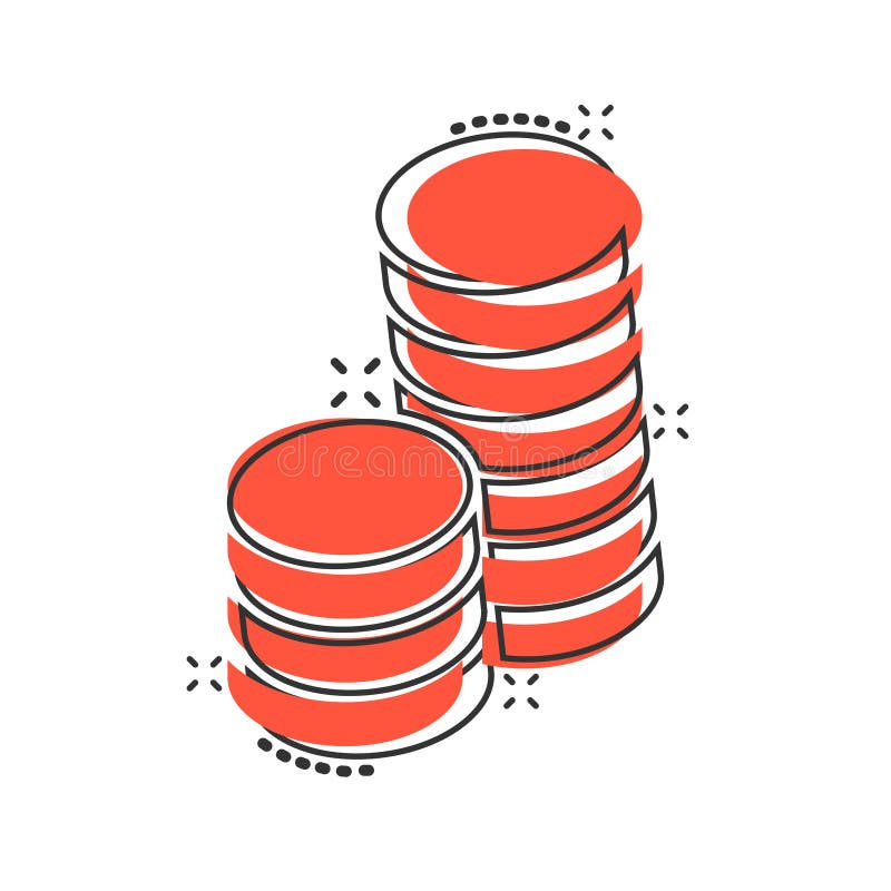 Coins Stack Icon in Comic Style. Dollar Coin Cartoon Vector ...