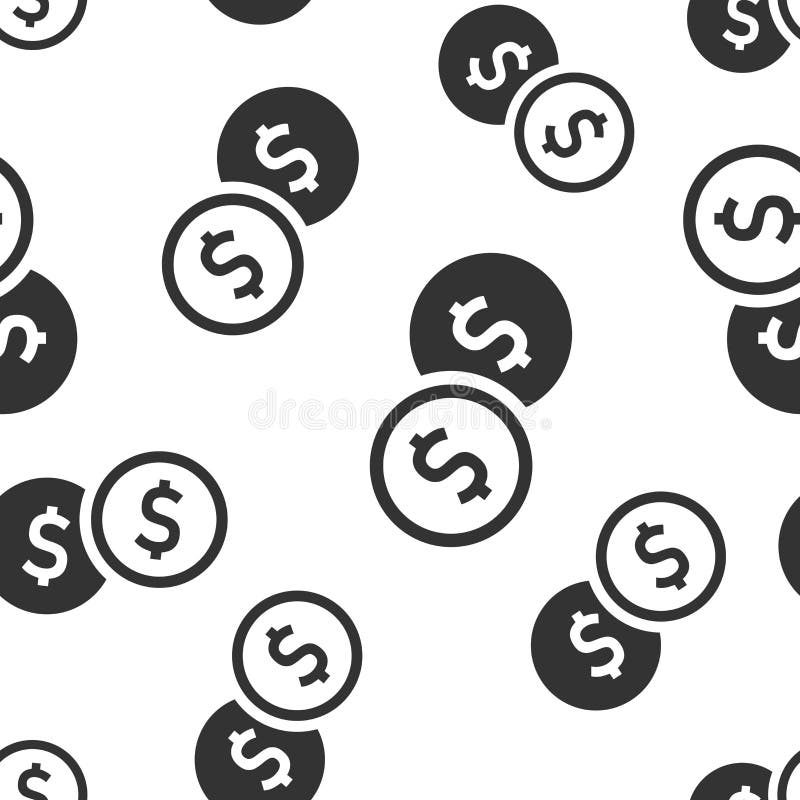 Coins Stack Icon Seamless Pattern Background. Dollar Coin Vector ...