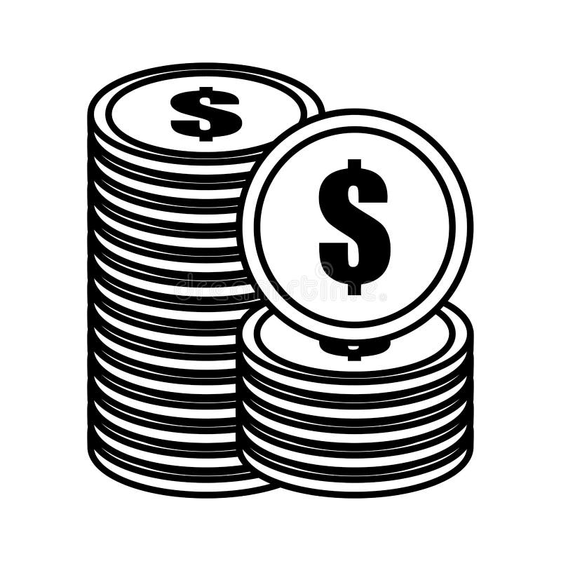Coins stack money outline stock vector. Illustration of isolated - 81953383