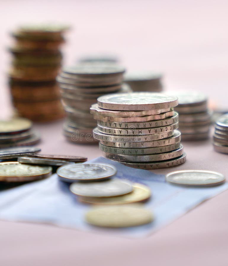 Coins on Stack on Table. Finance or Money Concept Stock Photo - Image ...