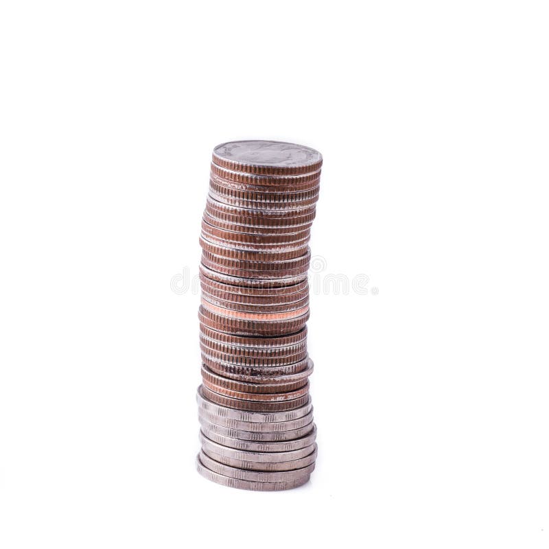 Coins Stack on White Background Stock Photo - Image of payment, silver ...