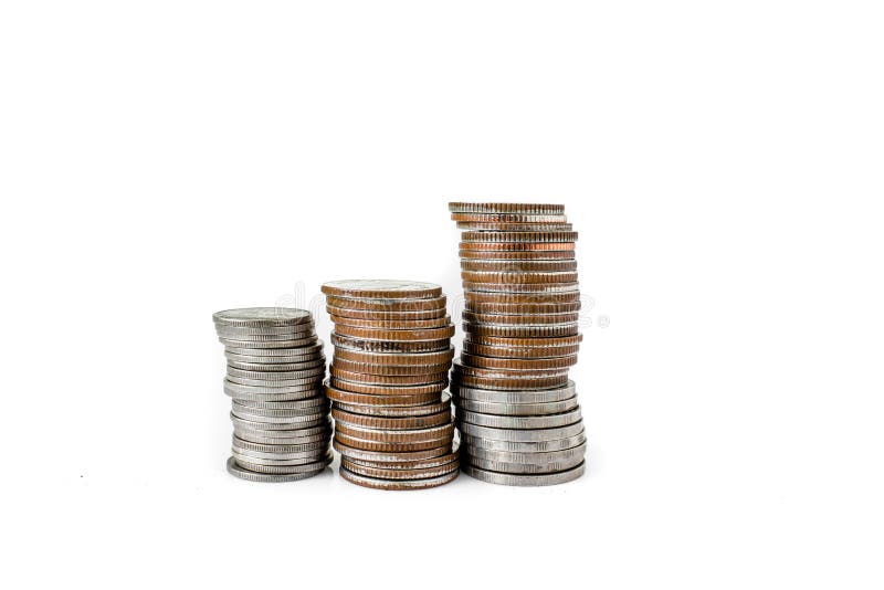Coins Stack on White Background Stock Photo - Image of thai, business ...