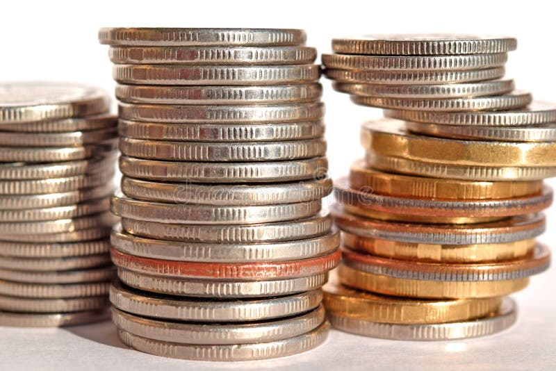 Coins stacked in bars. stock image. Image of finance - 66613723