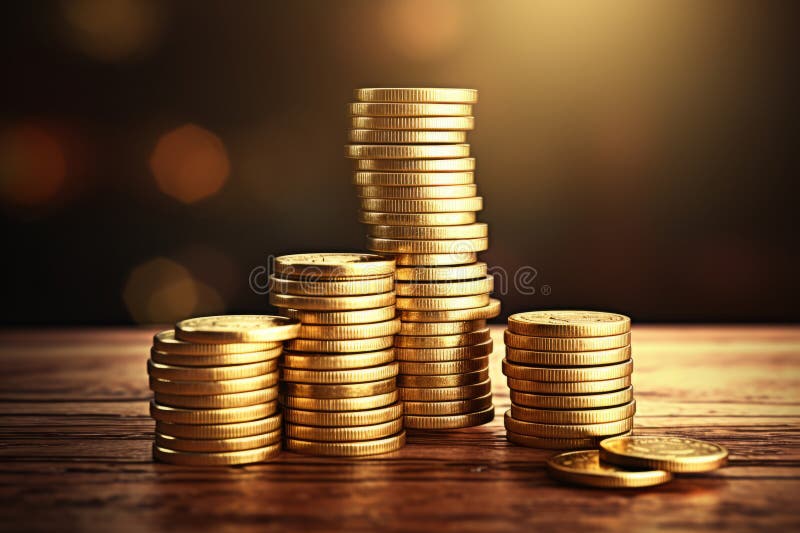Coins Stacked High, Symbolizing Wealth and Prosperity Stock ...