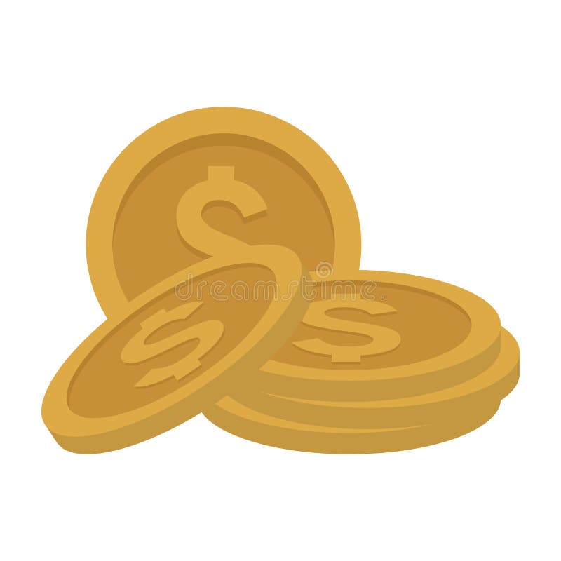 Coins stacked isolated stock vector. Illustration of stacked - 143460579