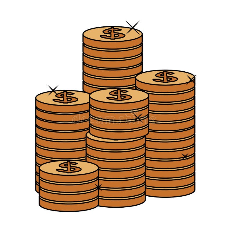 Coins stacked isolated stock vector. Illustration of commerce - 145494299