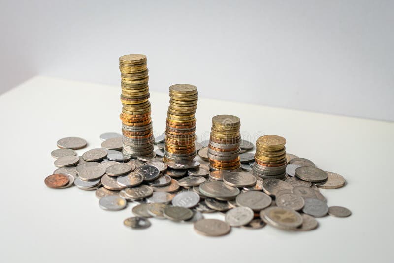 Coins Stacked Row High Low Stock Photos - Free & Royalty-Free Stock ...