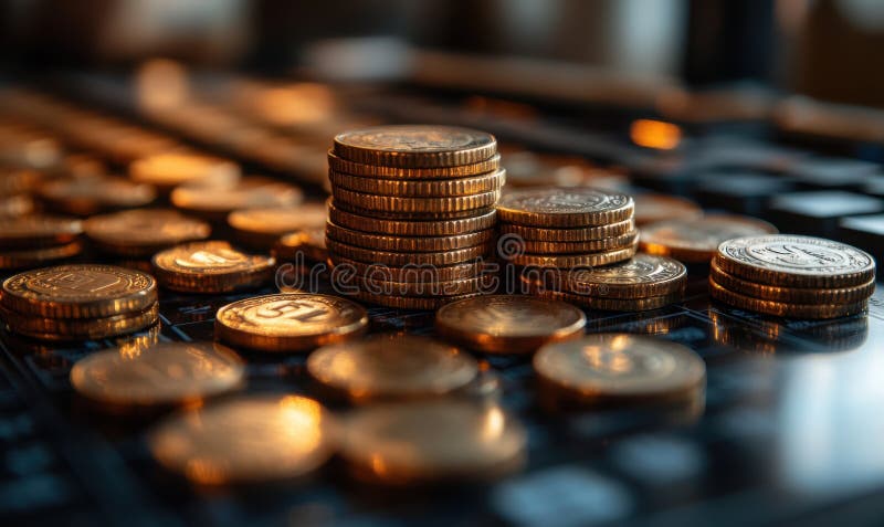 Coins Stacked Table Soft Lighting Cozy Setting Stock Photos - Free ...